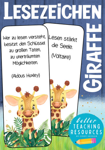 Giraffenklasse Lesezeichen Vorlage Klassentier Giraffe | Grundschule Bastelvorlage Giraffen