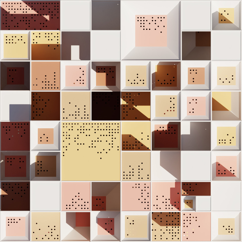 Random Cubes Tower with Gradient Pattern | JuneLee Architecture