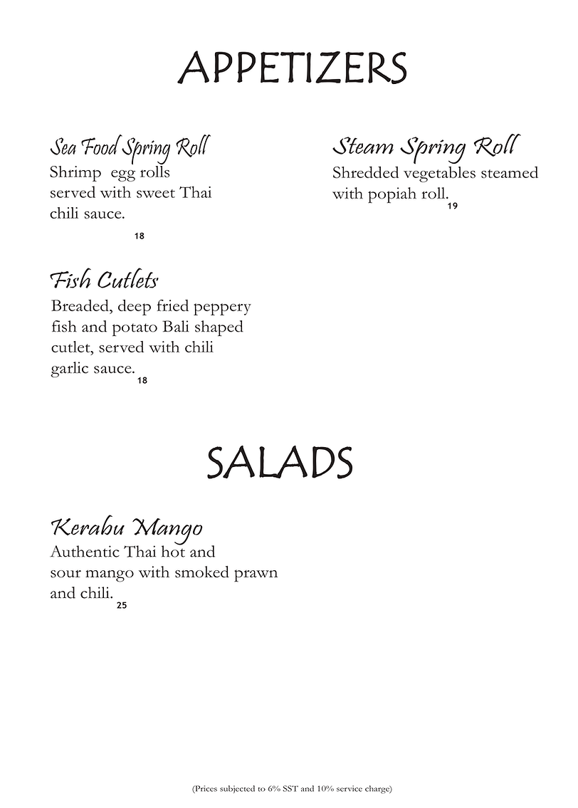 MENU | TTDI SeaPoint