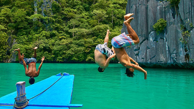 diving from poolside