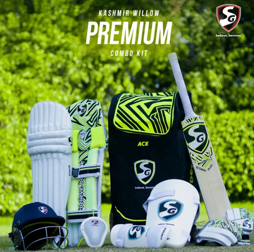 SG Premium Combo Kit Size Full with Helmet | SPORTS LAND