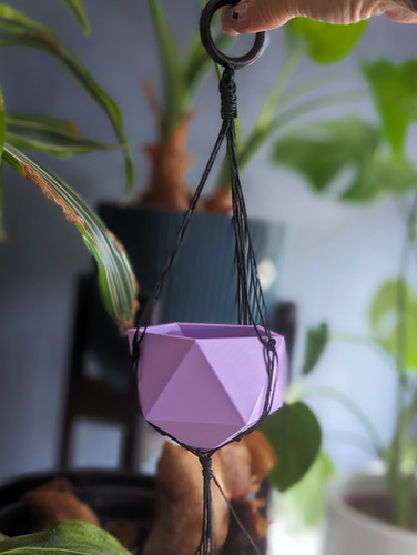 Mini geodesic dome D20 macrame 3d printed hanging pot | Earth Symbols