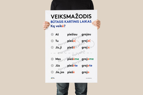 Veiksmažodžių laikai | Būtasis kartinis laikas | Plakatas A1 | EDi creator