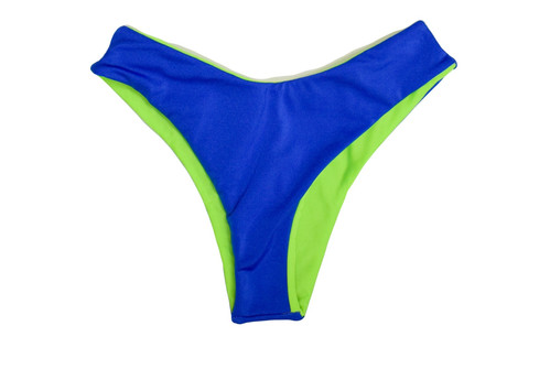 PIPELINE Cheeky Bottoms: Reversible Royal Blue/Neon Green | Bikini Hut PDX