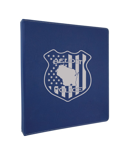 Beloit Police 10 1/2"x11 1/2" Blue Leatherette 3-Ring Binder w/1" Slant ...