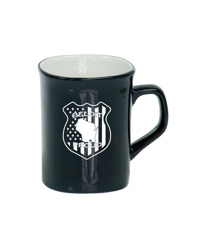 Beloit PD 10 oz. Black Ceramic Rounded Corner LazerMug | WC Apparel & Gifts