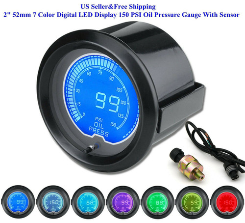 7 Color Digital LED Display 150 PSI Oil Pressure Gauge | OZ Gauge Pods