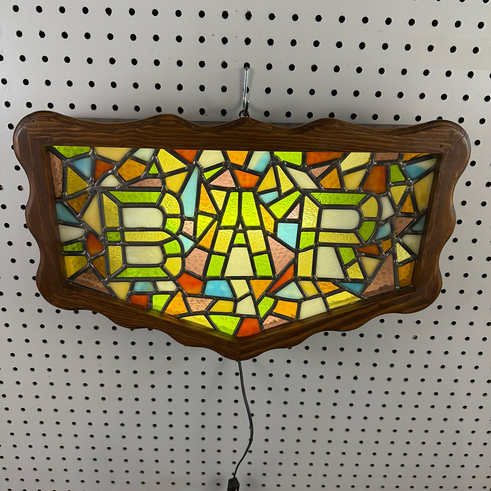Wood & Stained Glass Lighted Beer Sign | zapprops