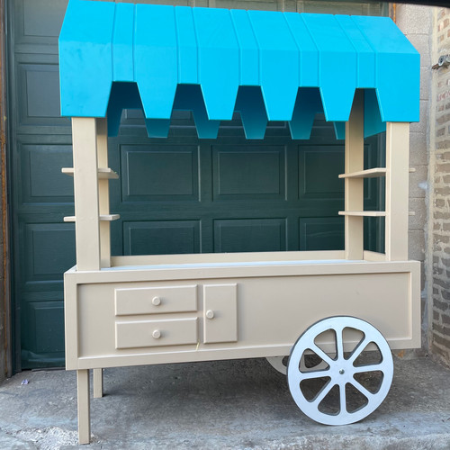 Wooden Vendor Cart w/ Awning | zapprops