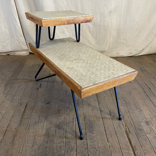 Woven Top Two Tier Side Table | zapprops