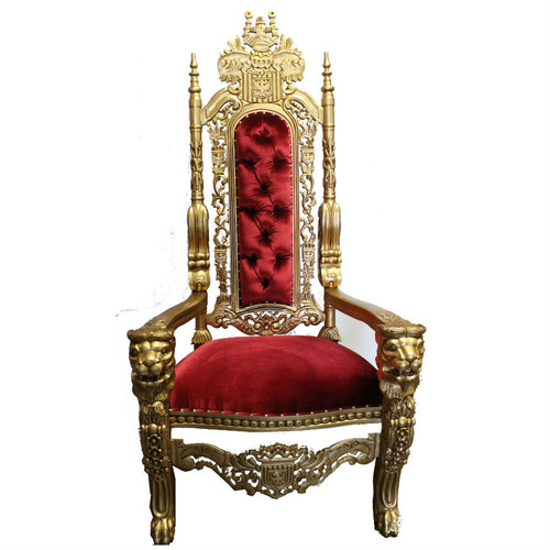 Gold & Red Lions Head Throne | zapprops