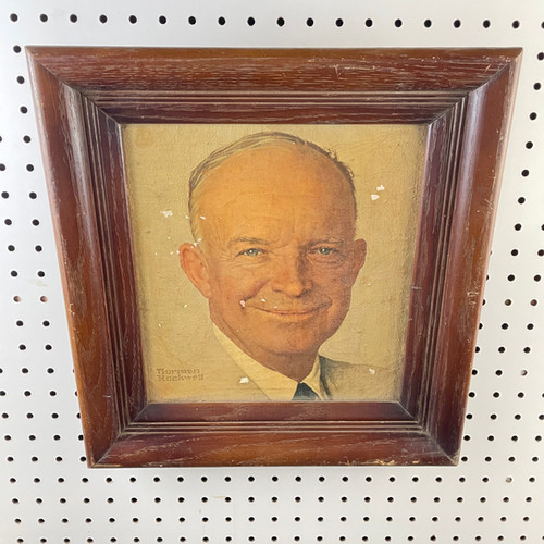 Norman Rockwell President Dwight D Eisenhower Painting in Brown Frame | zapprops