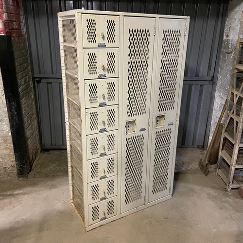 Beige Bank of 2 Full & 8 Shoe Work Lockers | zapprops