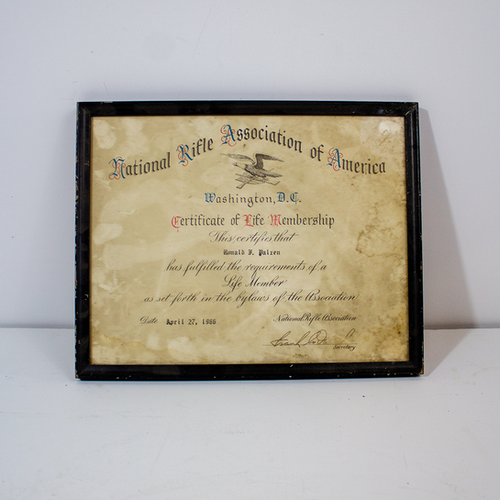 NRA Membership Certificate 1966 | zapprops