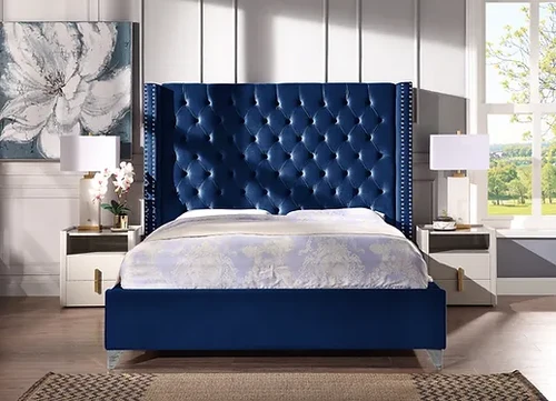 Blue Queen Velvet Bed Frame | Millennial Furniture