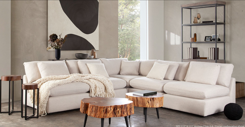 Cream Fabric Modular Sectional 5 Pcs | Millennial Furniture