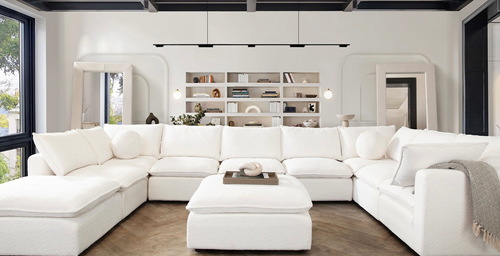 Faux White Shearling Modular 10 PCs | Millennial Furniture