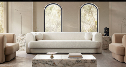 Ivory Boucle Or Camel Performance Velvet | Millennial Furniture