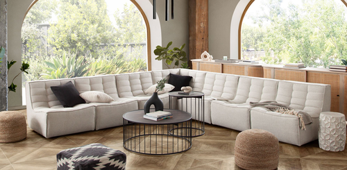 Light Sand Fabric Modular Sectional 7Pcs | Millennial Furniture