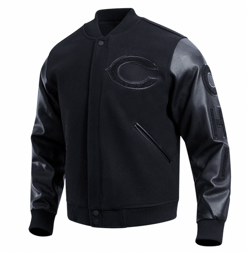 Pro Standard Chicago Bears Triple Black Varsity Jacket | Grandstand Ltd.