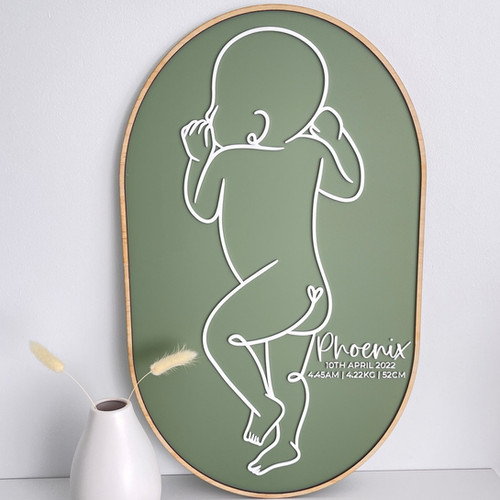 1:1 Baby Birth Plaque - Oval Backing | Zenski Collection