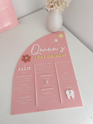 Acrylic First Birthday Milestone Board - Flower Daisy Theme | Zenski ...