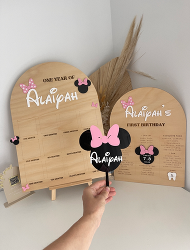 First Birthday Milestone Board - Minnie Mouse Theme | Zenski Collection