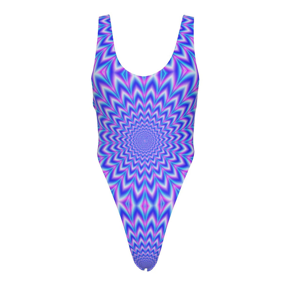 Lavender Trip Pixelated Reversible High Cut Bodysuit Captain Fantastic