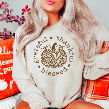 Grateful, Thankful, Blessed. This is a darker brown ink-almost black ...