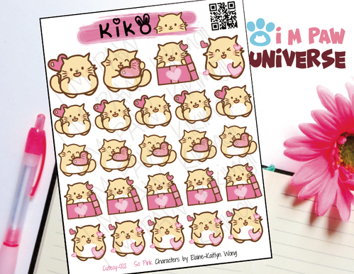 Kiko So Pink Sticker Sheet (Glossy) | i m PAW Universe