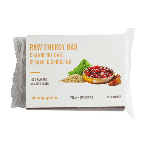 Skinny Genie - Raw Energy Bar Cranberry, Date, Sesame & Spirulina 40g ...