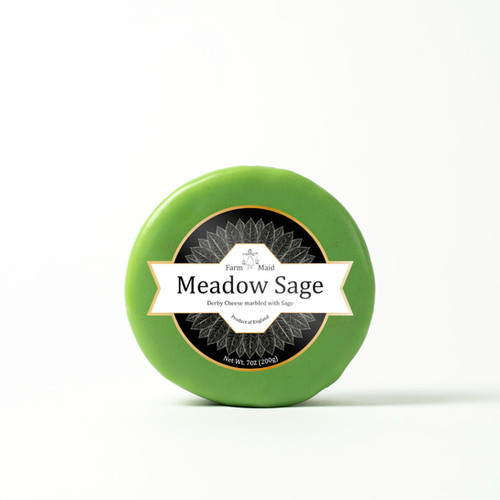 Farm Maid - Waxed Derby Cheese Marbled with Sage "Meadow Sage" 200g ...