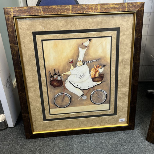 Wonderful Caricature of Chef on a Bicycle | Auctionwarehouse