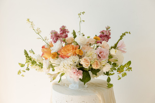 Colorful Fluffy Floral Compote: Medium | AM Event Co.