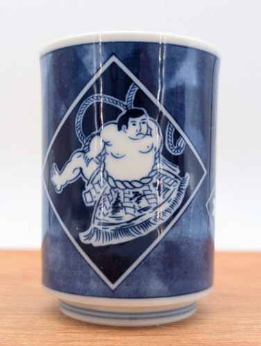 Tasse Japonaise Vintage en Céramique Bleue - Motif Sumo Yokozuna ...