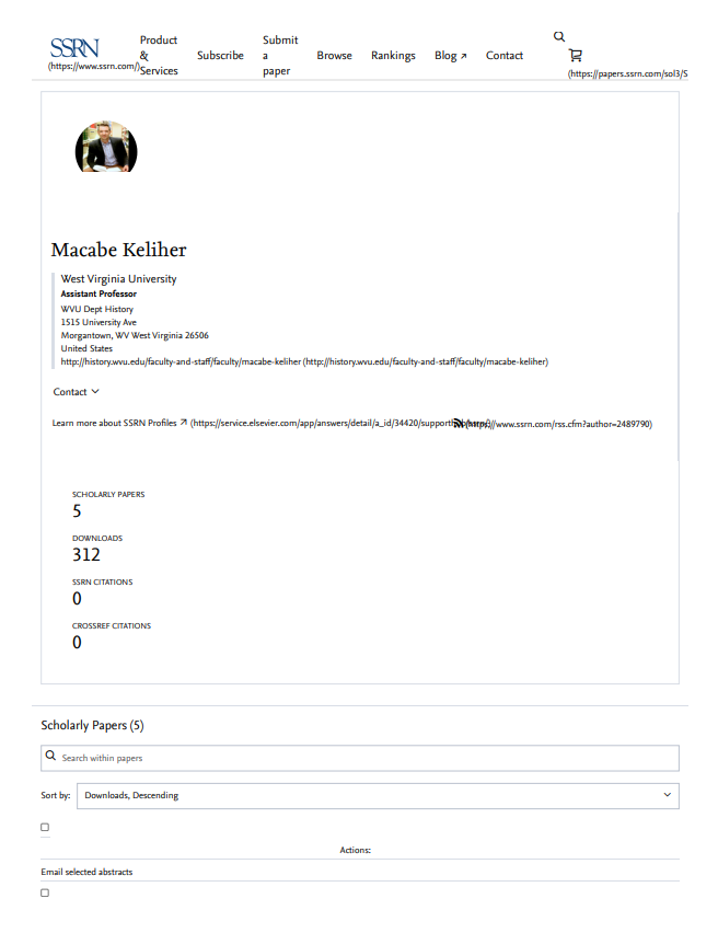 New Publications: Macabe Keliher