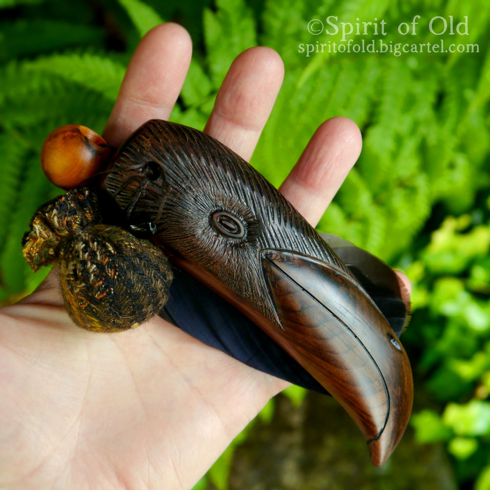 Irish Bog Yew Raven Dream Amulet... | Woodlarking