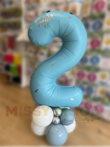 Soft Blue Big Numbers on Base | Missy Moo Balloons