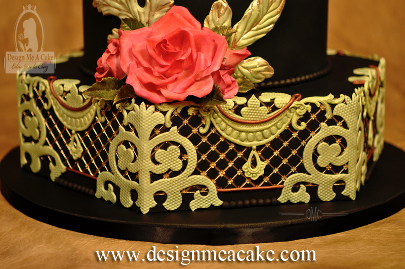 Gold Lace Cake Design
