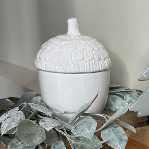 White Acorn Container | Oakdale Interiors