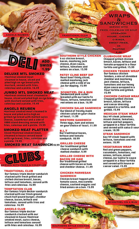 Lunch/dinner Menu | Angels Diner Orangeville | Orangeville