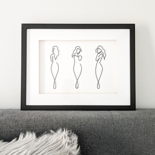 FRAMED Thoughtful Woman Wire Art | Witty Wire
