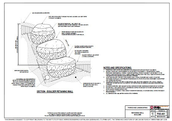 Standard Drawings - Retaining Walls - PSD-401 | IPWEA-QNT