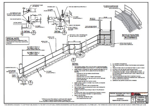 Standard Drawings - Stairs - FBD-201 | IPWEA-QNT
