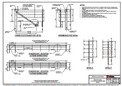 Standard Drawings - Fencing - FBD-101 | IPWEA-QNT