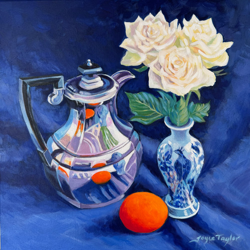 Greetings Card - still life with white roses | Joyce Taylor Art