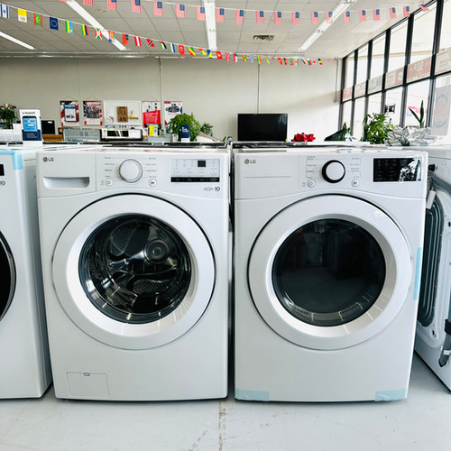 LG WM3400CW, DLE3400W Front Load Washer Dryer Set | Appliances 4 Less