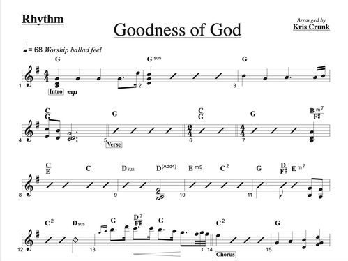 Rhythm Chart "The Goodness Of God" | Kelly Garner