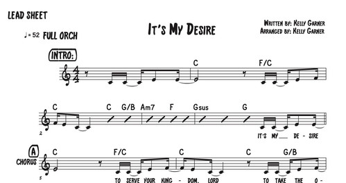 Lead Sheet "It's My Desire" | Kelly Garner