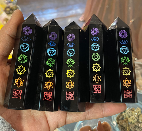 Obsidian 7 Chakras Tower | sankofaboutique